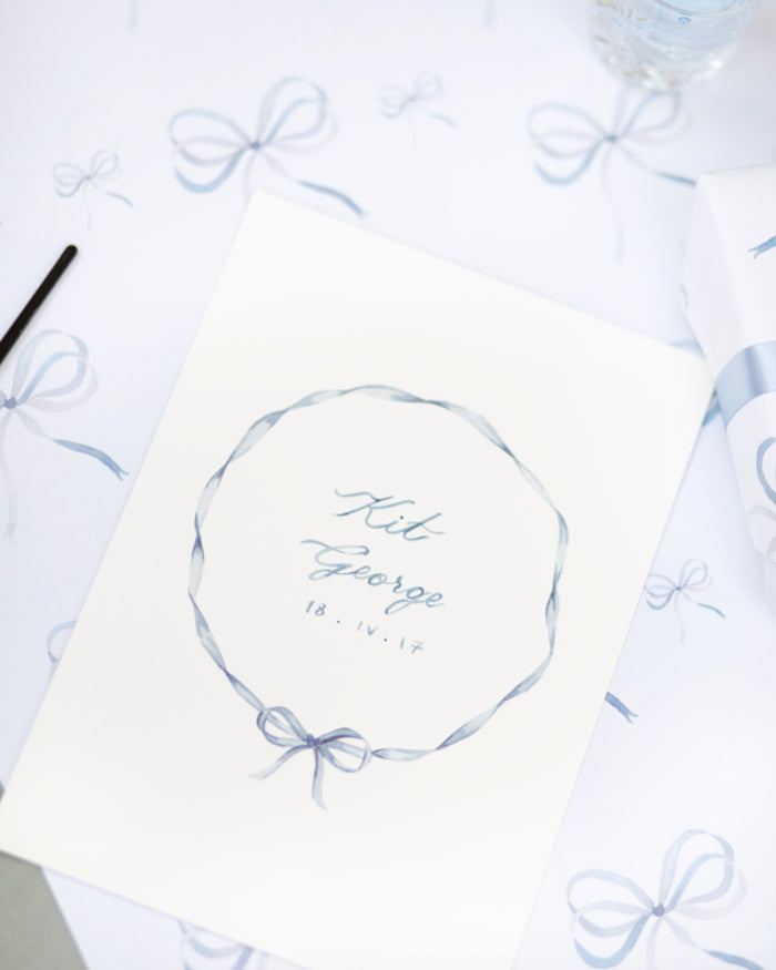 Blue Ribbon Baby Bow Print