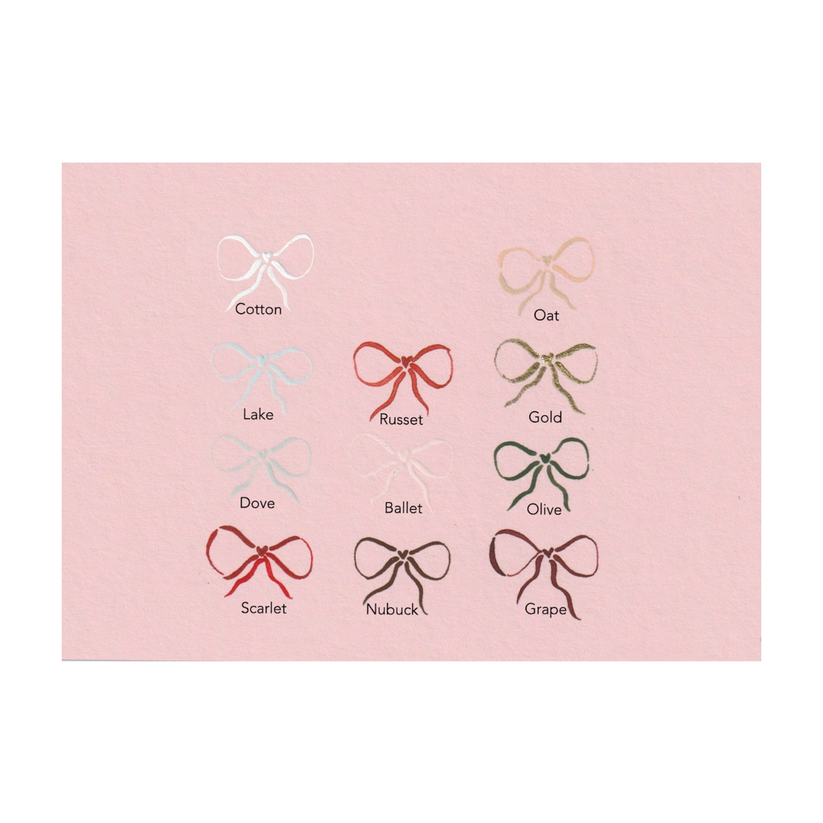 Hand Painted Bow Note Cards in Shell Pink