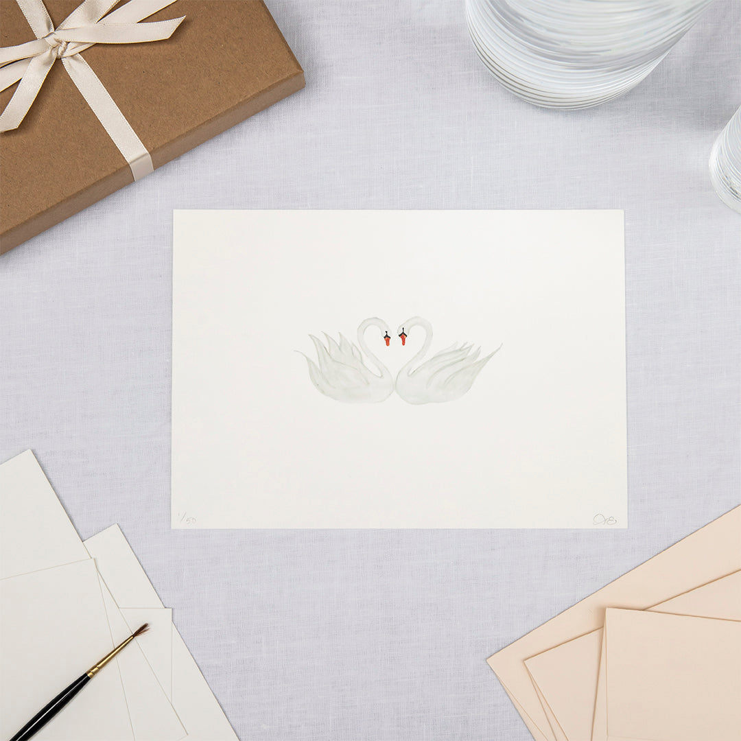 Limited Edition Pair of Swans Art Print