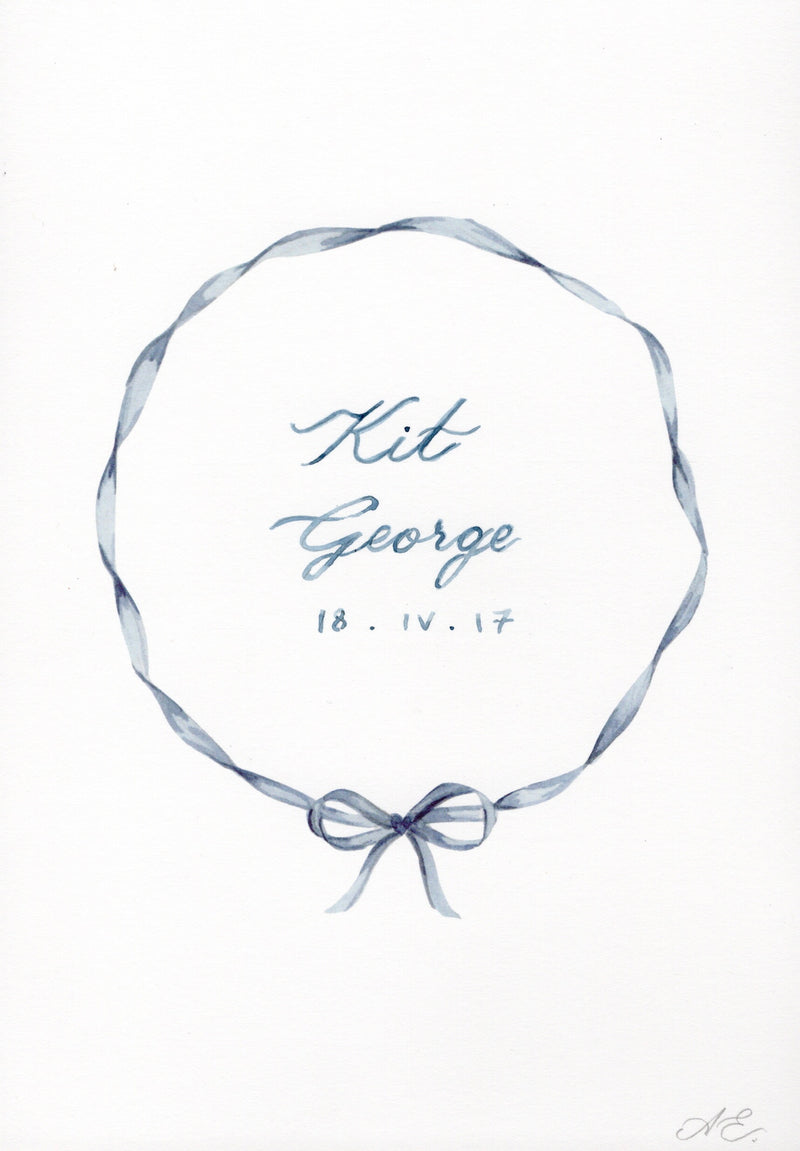 Blue Ribbon Baby Bow Print