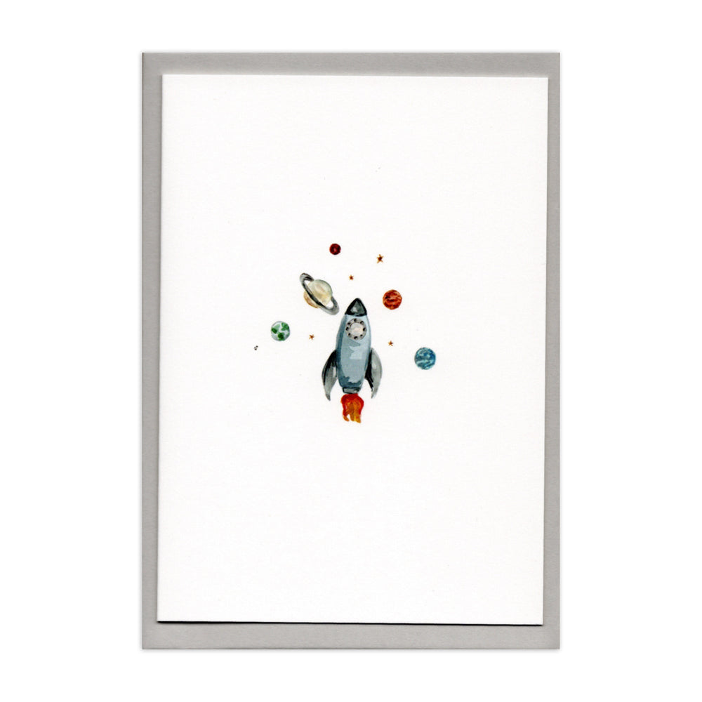 Set of Rocket Ship Greetings Cards