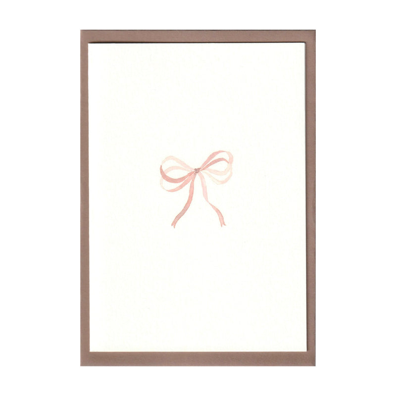 Shell Pink Bow Ribbon Greetings Card