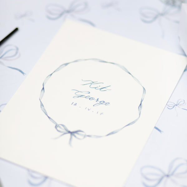 Blue Ribbon Baby Bow Print