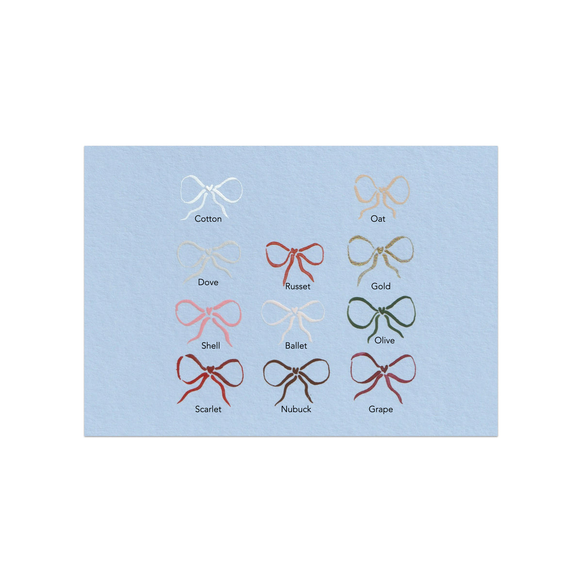 Hand Painted Bow Note Cards in Lake Blue