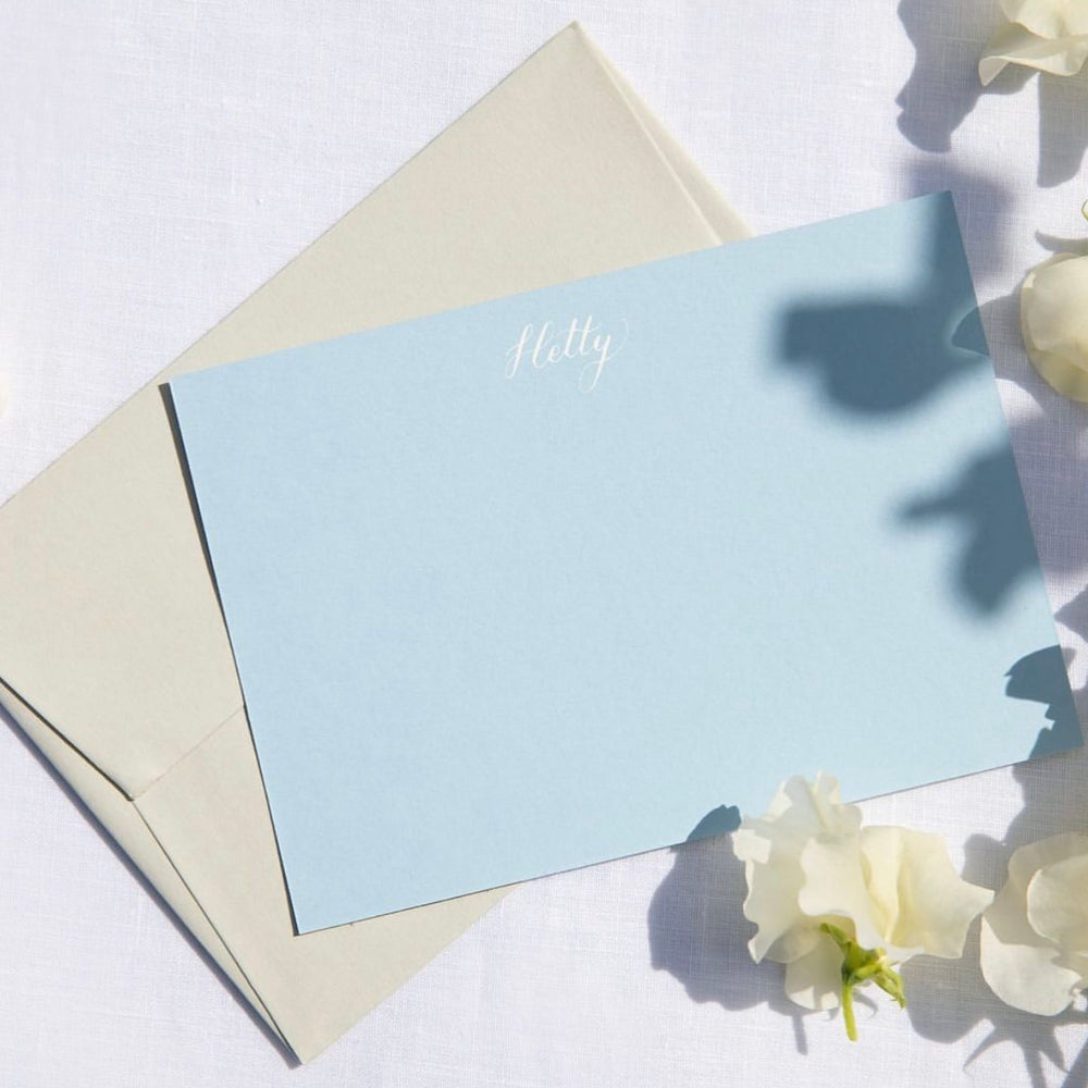 Personalised Note Cards in Lake Blue
