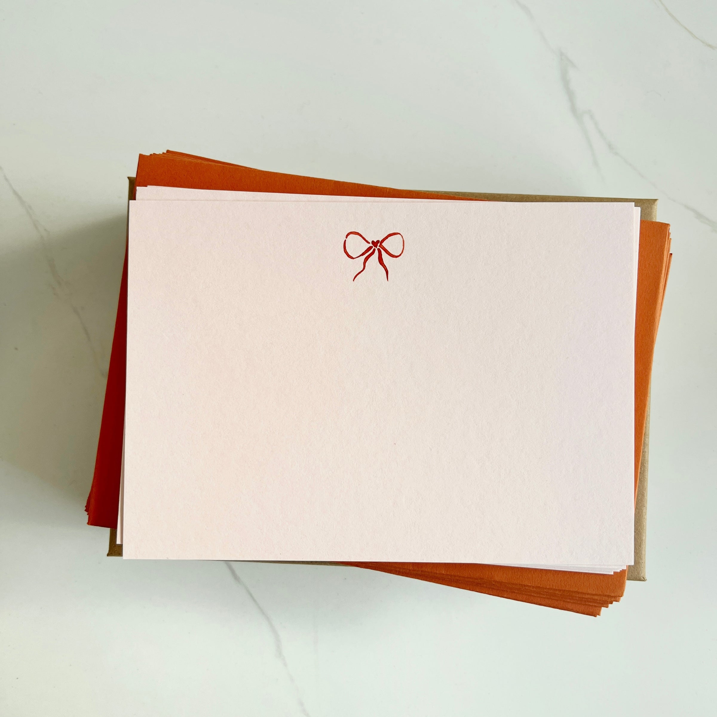 Hand Painted Bow Note Cards in Shell Pink