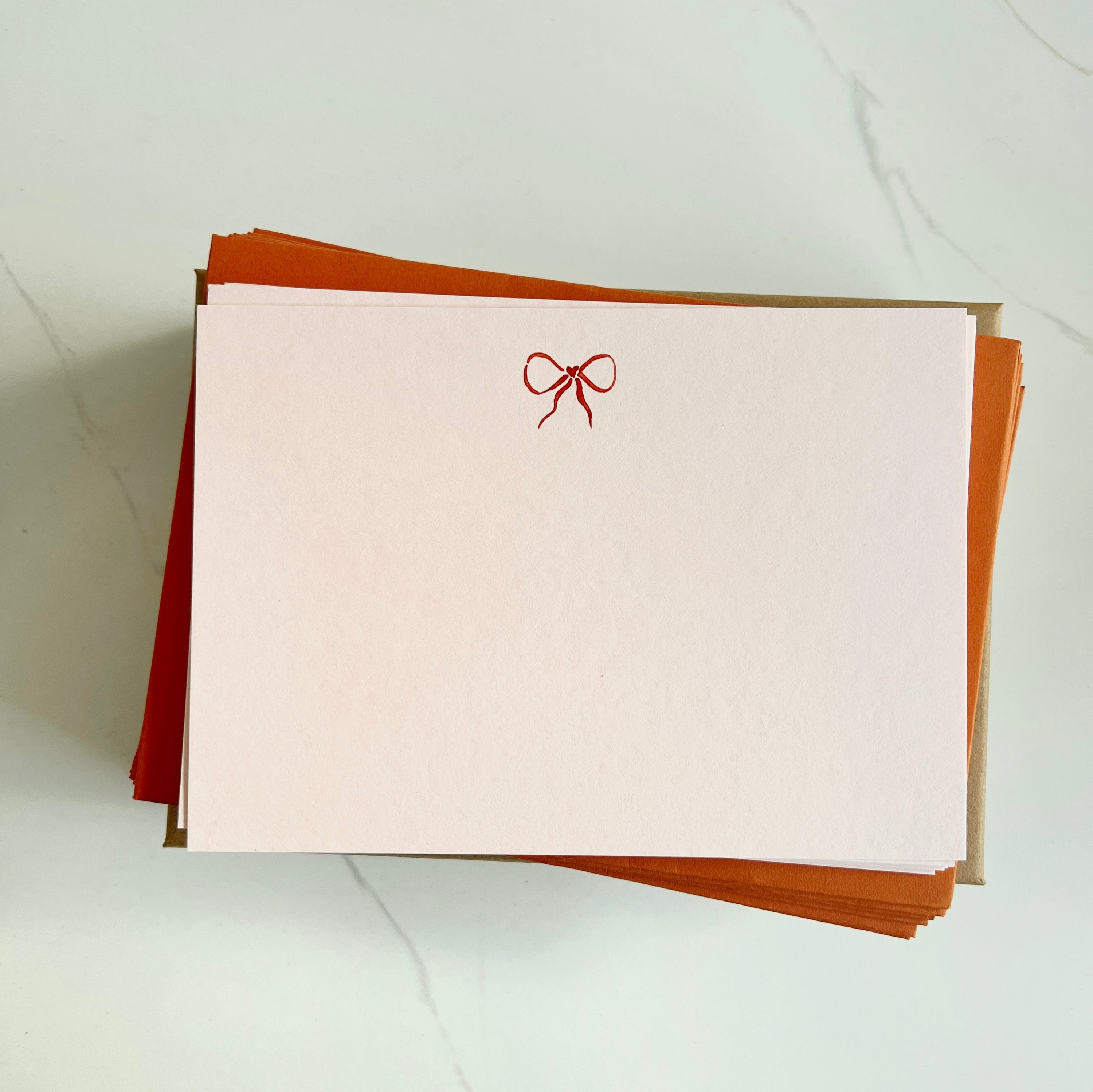 Hand Painted Bow Note Cards in Shell Pink