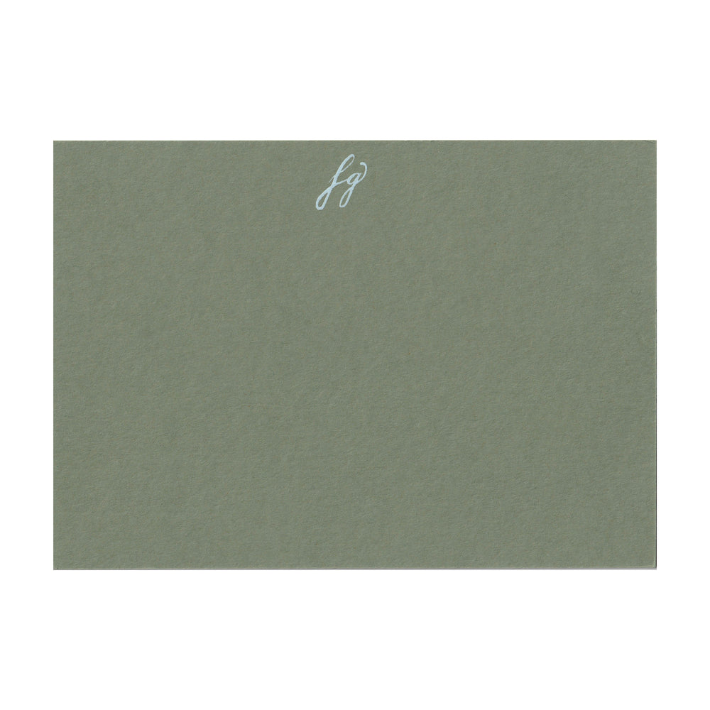 Personalised Note Cards in Olive Green